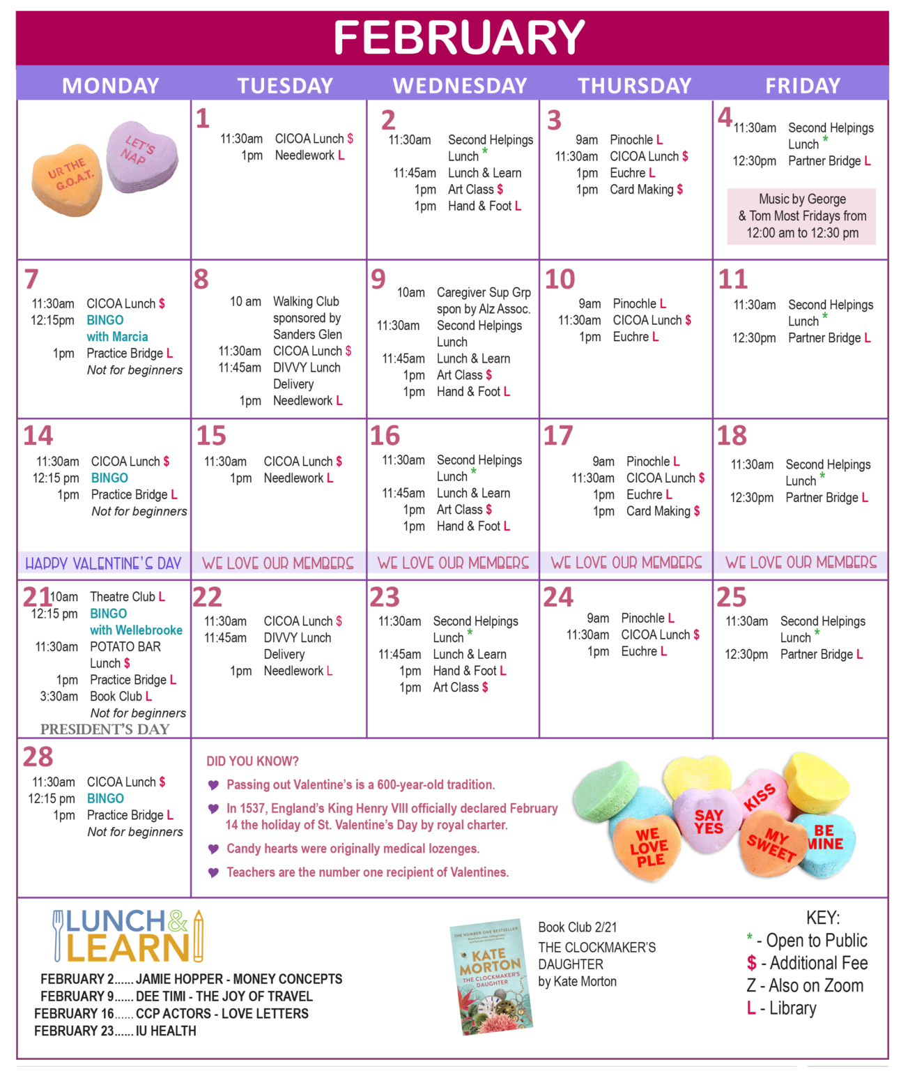 February Activities Calendar – PrimeLife Enrichment