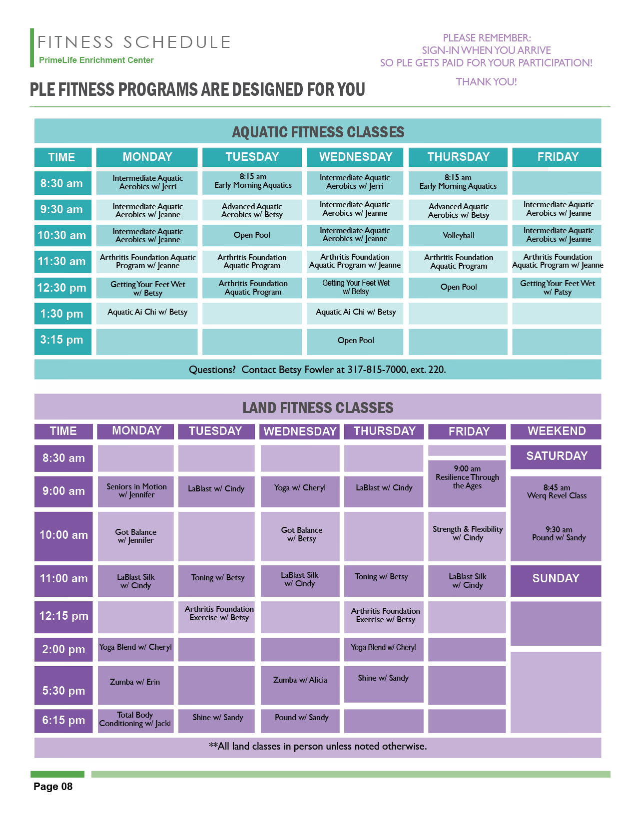 August Fitness Schedule – PrimeLife Enrichment