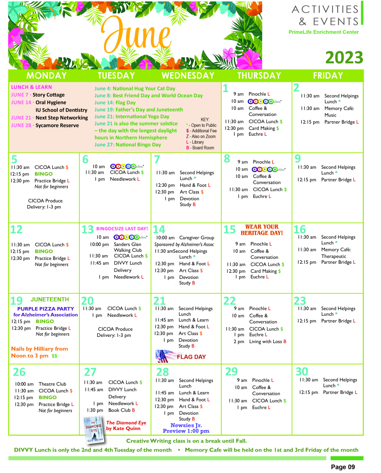 June Activities Calendar – PrimeLife Enrichment
