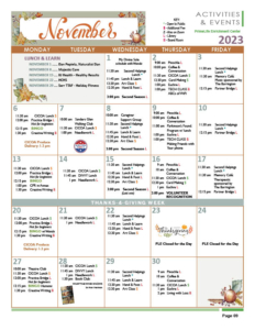 November 2023 Activities Calendar – PrimeLife Enrichment