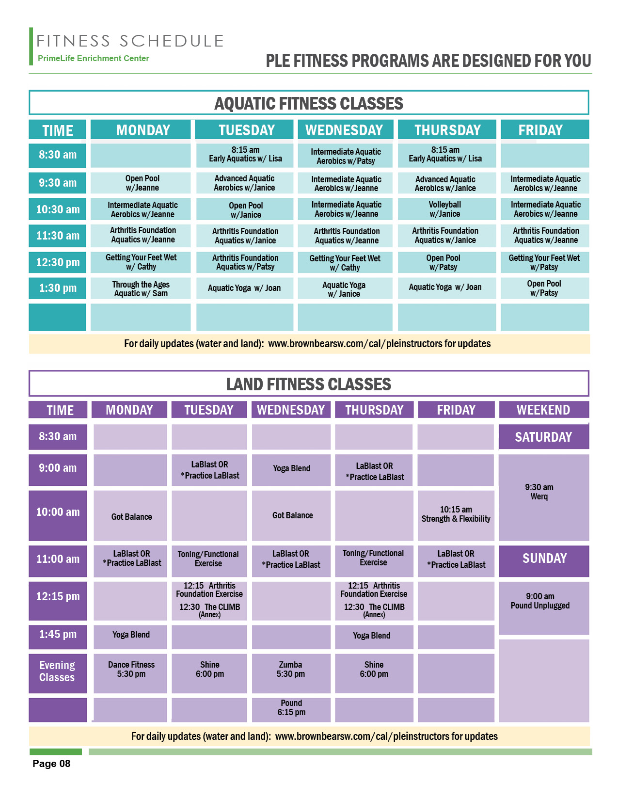 December 2023 Fitness Schedule – PrimeLife Enrichment
