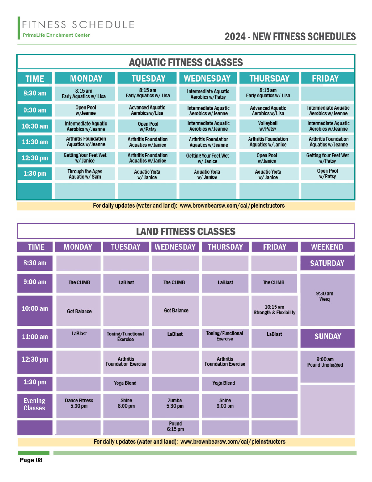 January 2024 Fitness Schedule – PrimeLife Enrichment