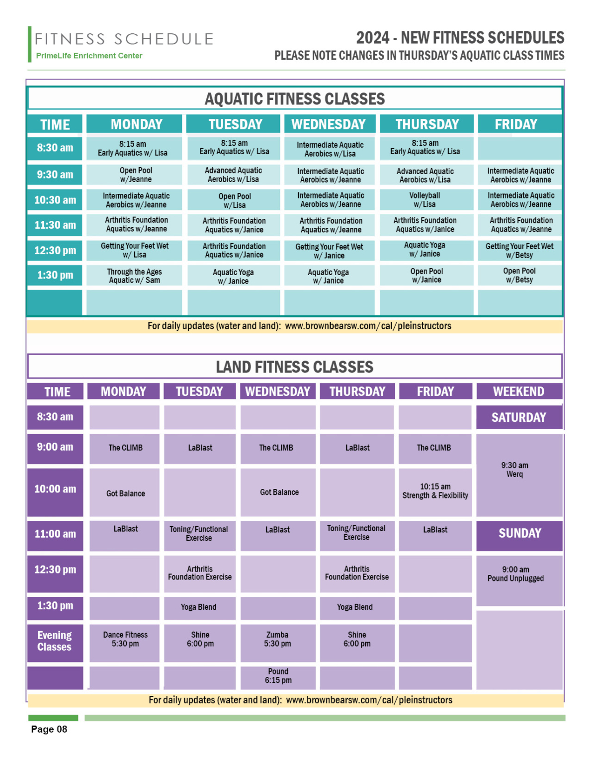 March 2024 Fitness Schedule – PrimeLife Enrichment