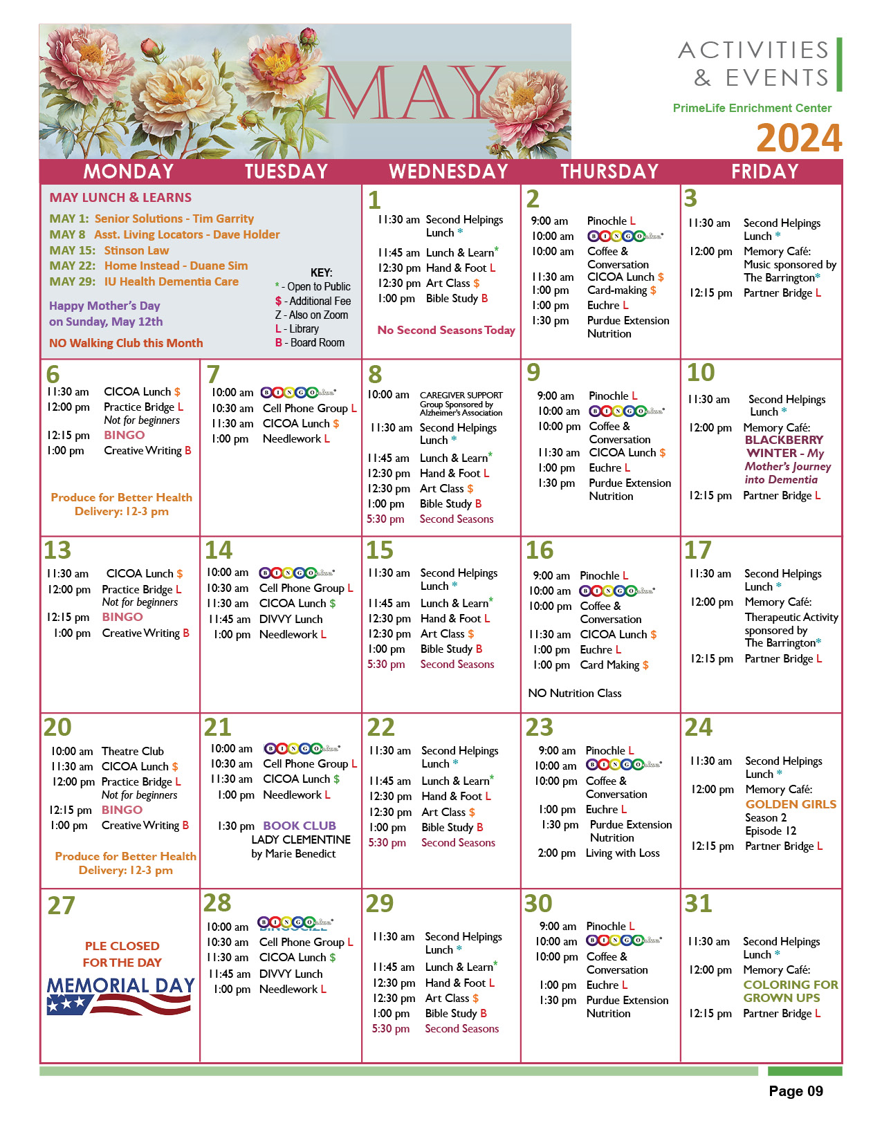 May 2024 Activities Calendar – PrimeLife Enrichment