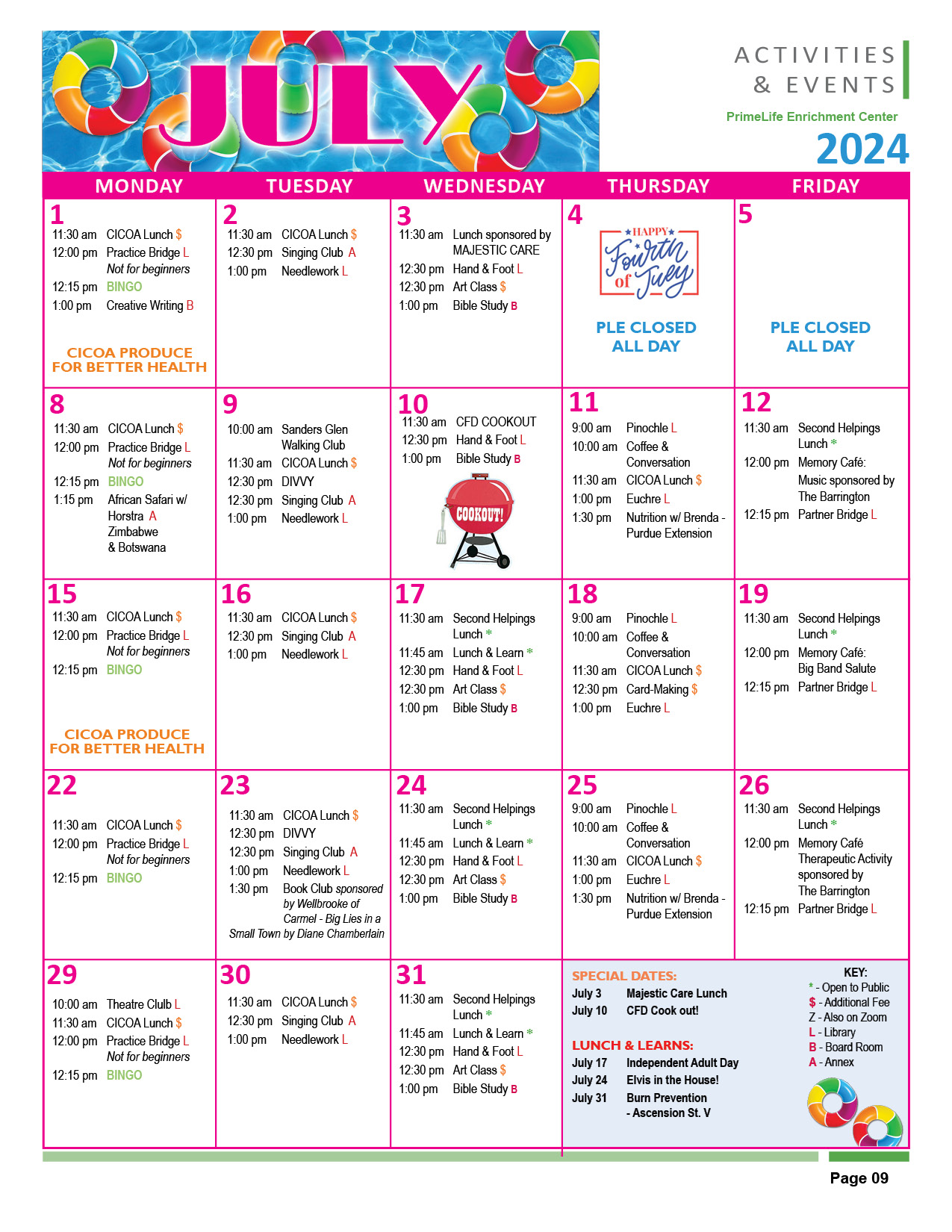 July 2024 Activities Calendar – PrimeLife Enrichment