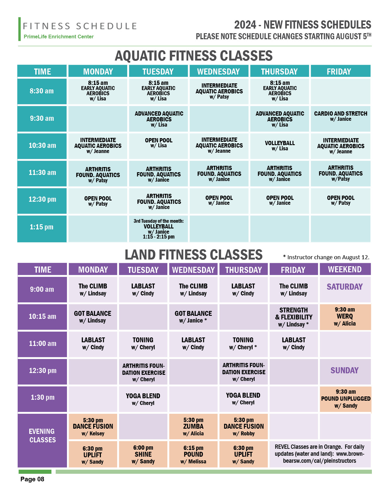 August 2024 Fitness Schedule – PrimeLife Enrichment