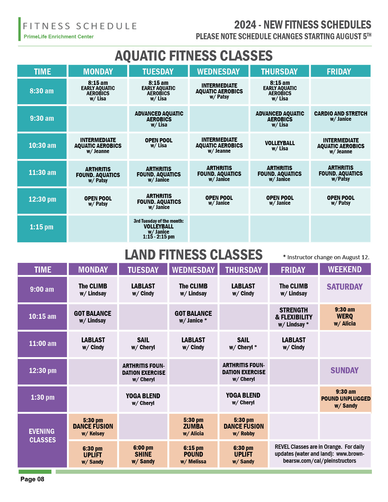 November 2024 Fitness Schedule – PrimeLife Enrichment