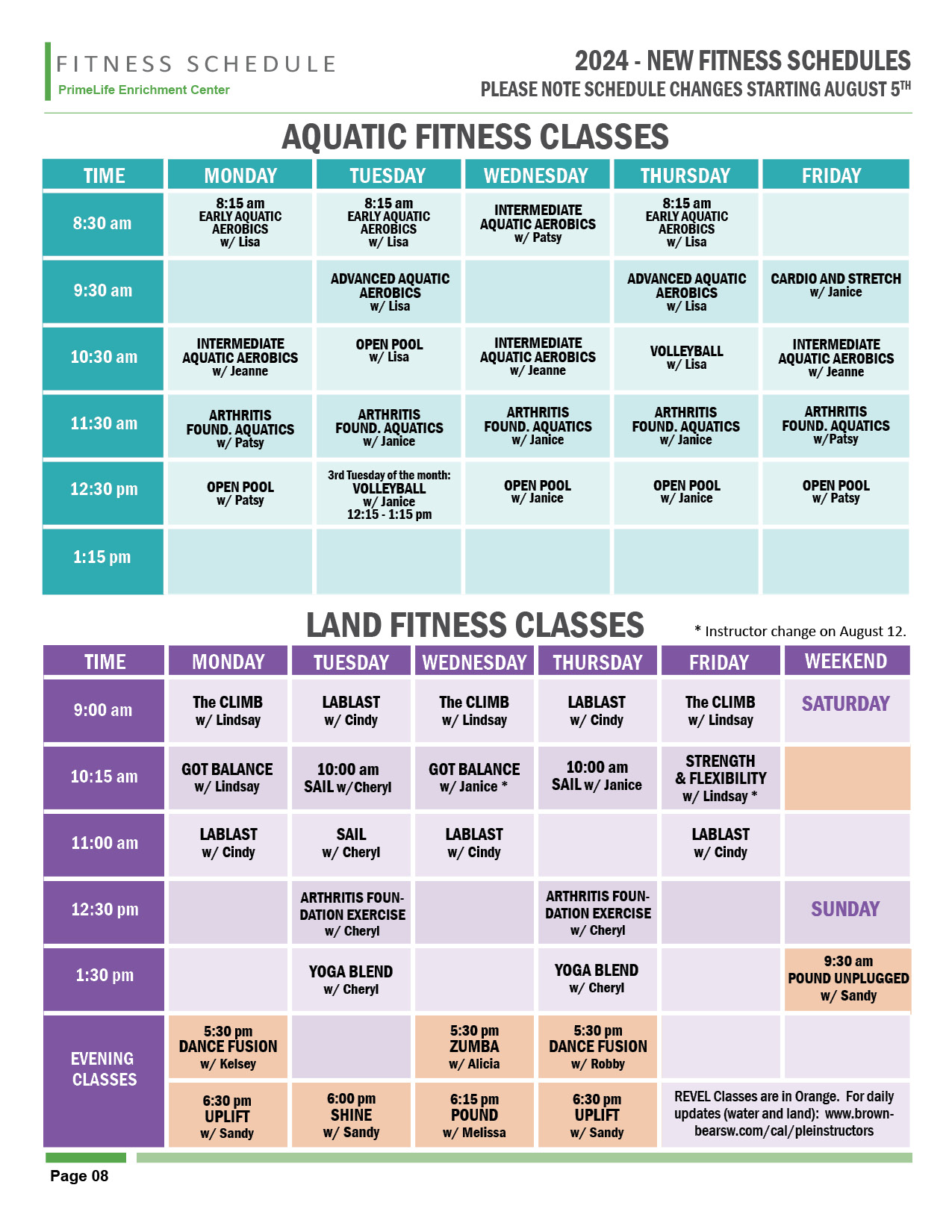 December 2024 Fitness Schedule – PrimeLife Enrichment