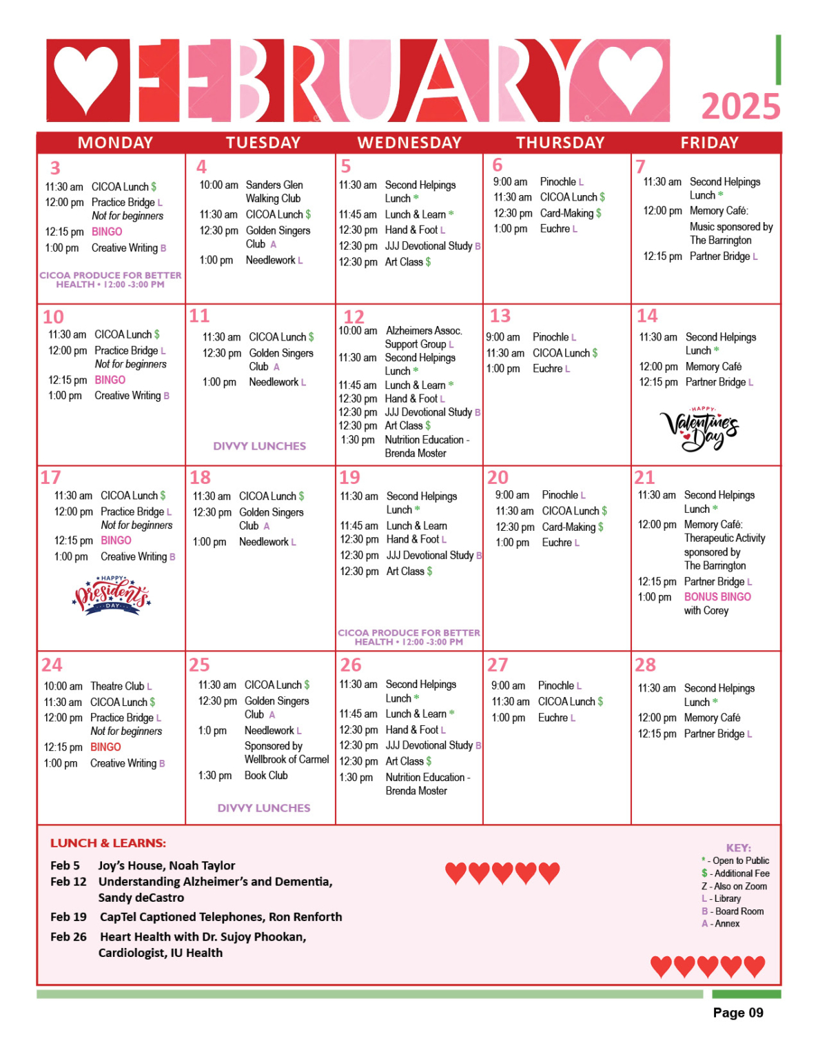 February 2025 Activities Calendar – PrimeLife Enrichment