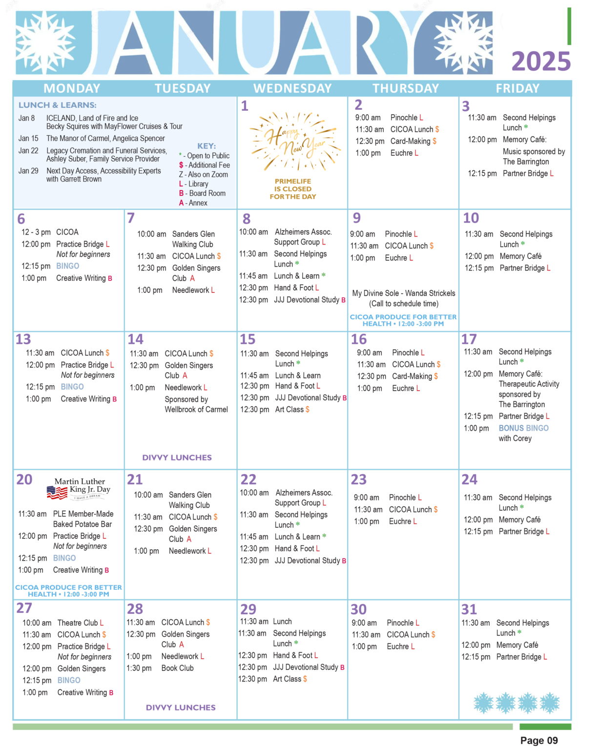 January 2025 Activities Calendar – PrimeLife Enrichment