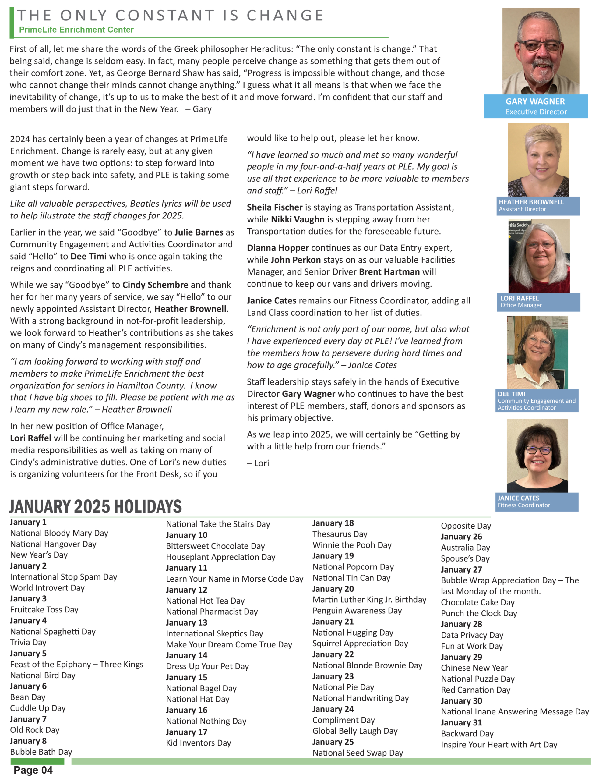 January 2025 Management Letter – PrimeLife Enrichment
