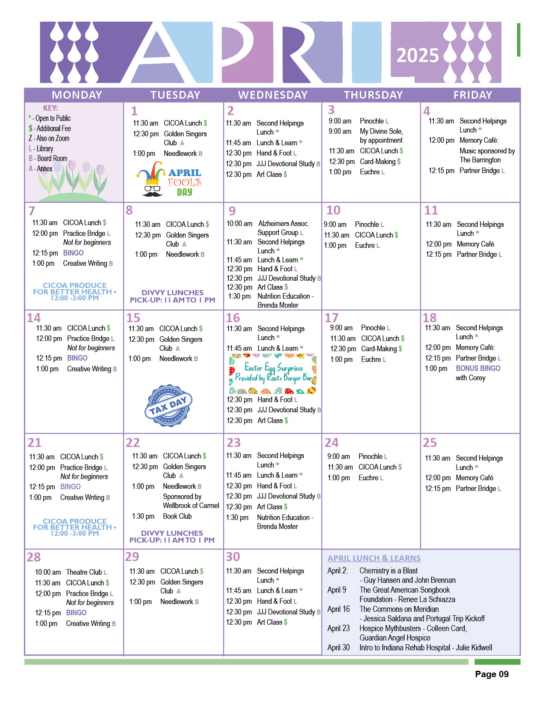 April 2025 Activities Calendar – PrimeLife Enrichment