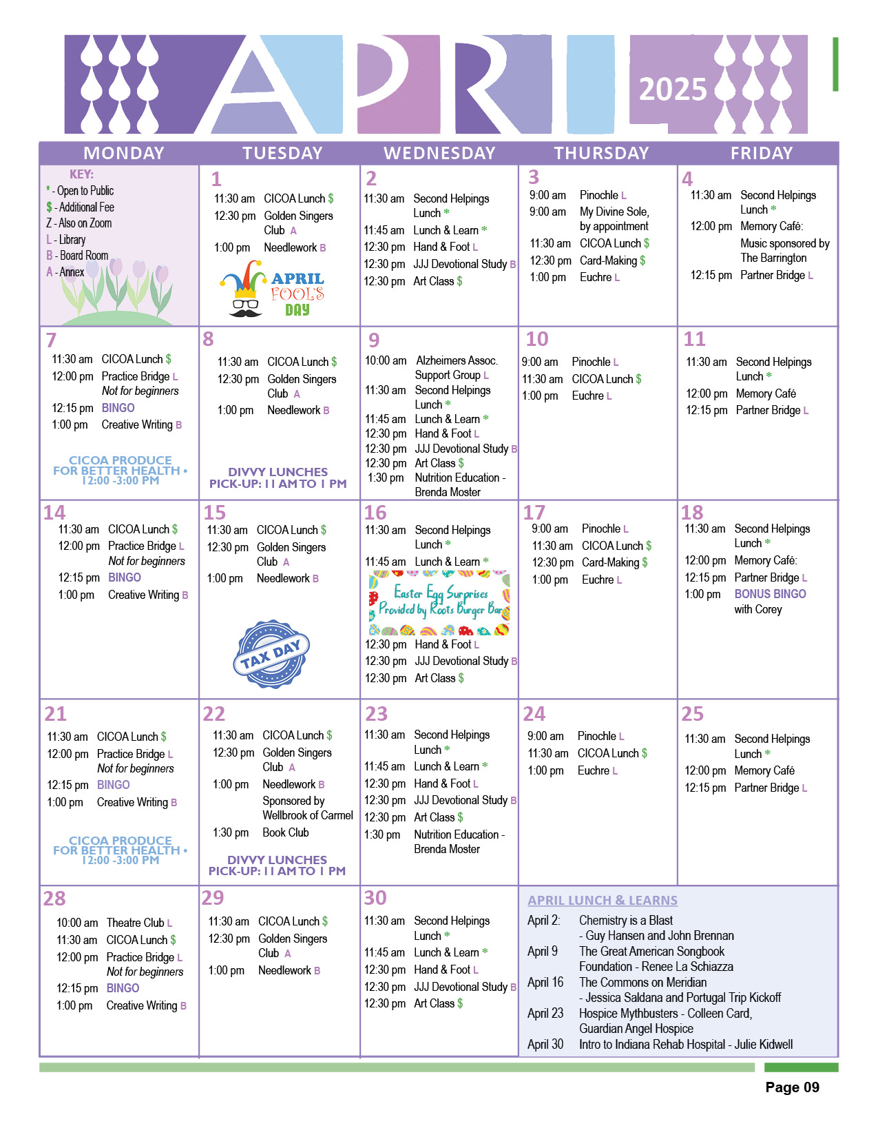 April 2025 Activities Calendar – PrimeLife Enrichment
