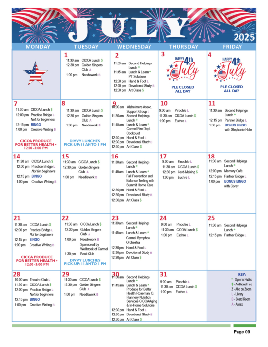 July 2025 Activities Calendar – PrimeLife Enrichment