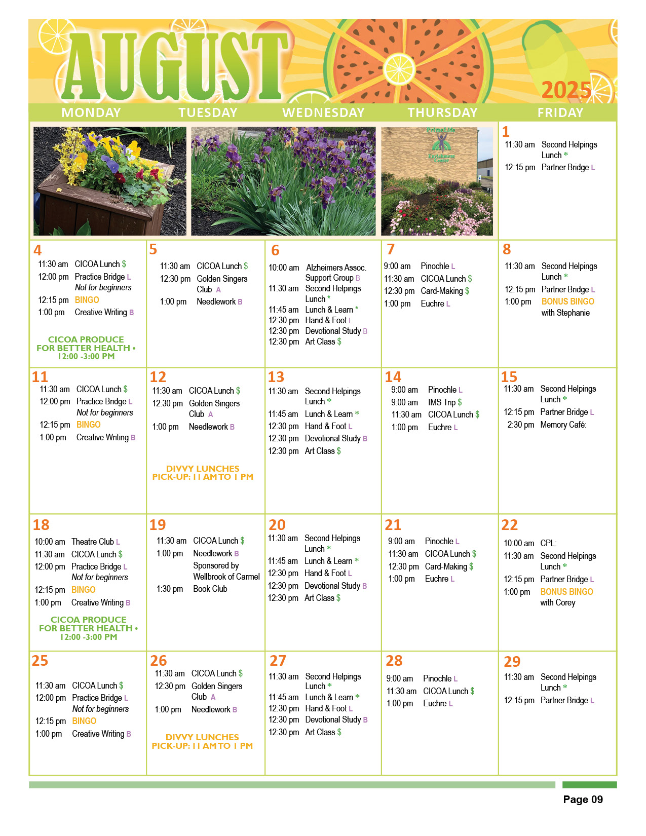 August 2025 Activities Calendar – PrimeLife Enrichment