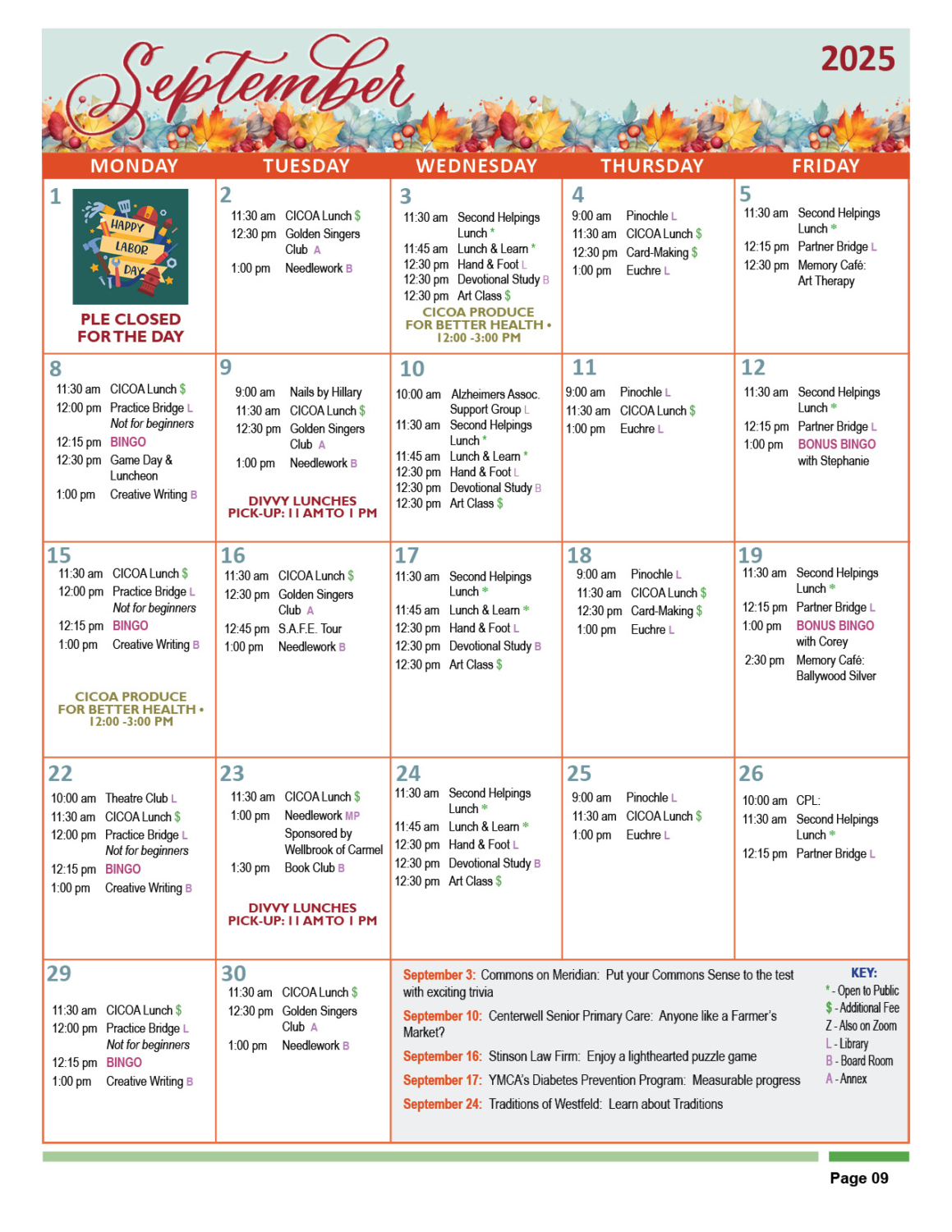 September 2025 Activities Calendar – PrimeLife Enrichment