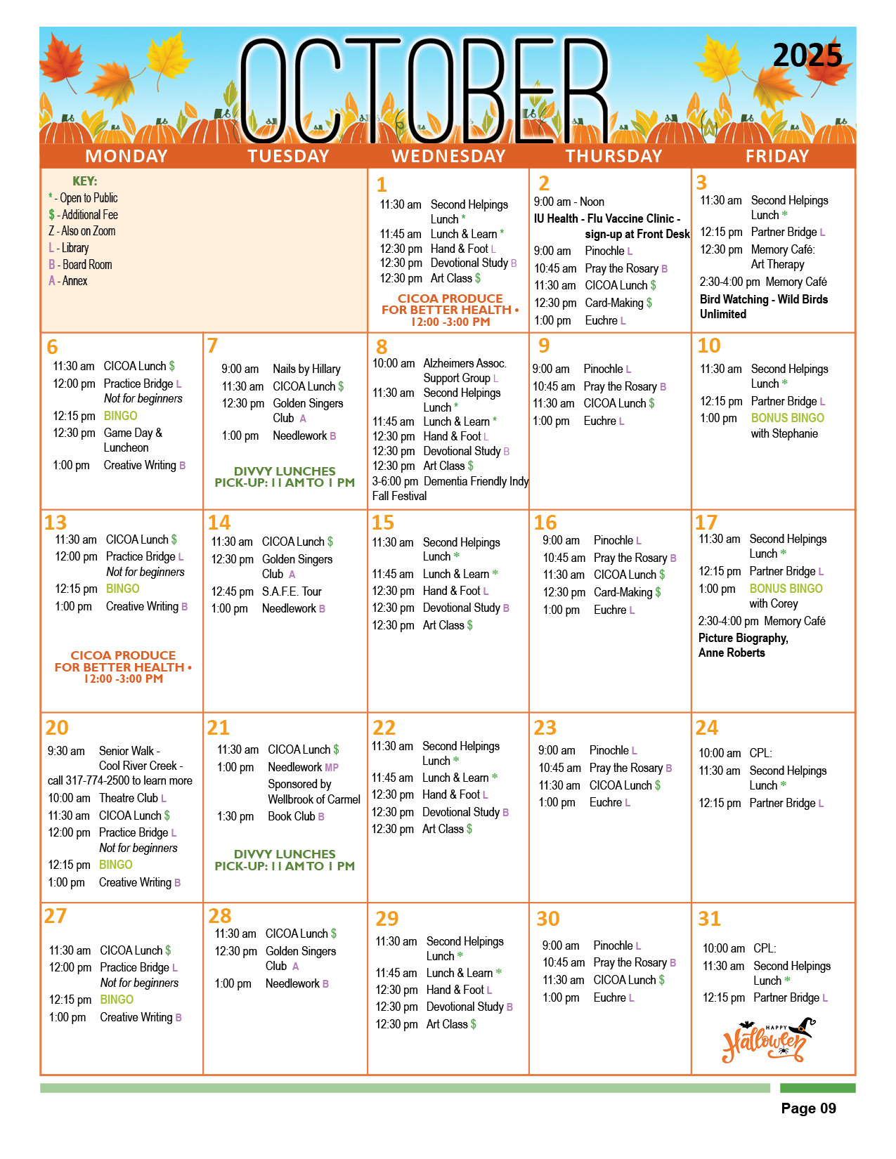 October 2025 Activities Calendar – PrimeLife Enrichment