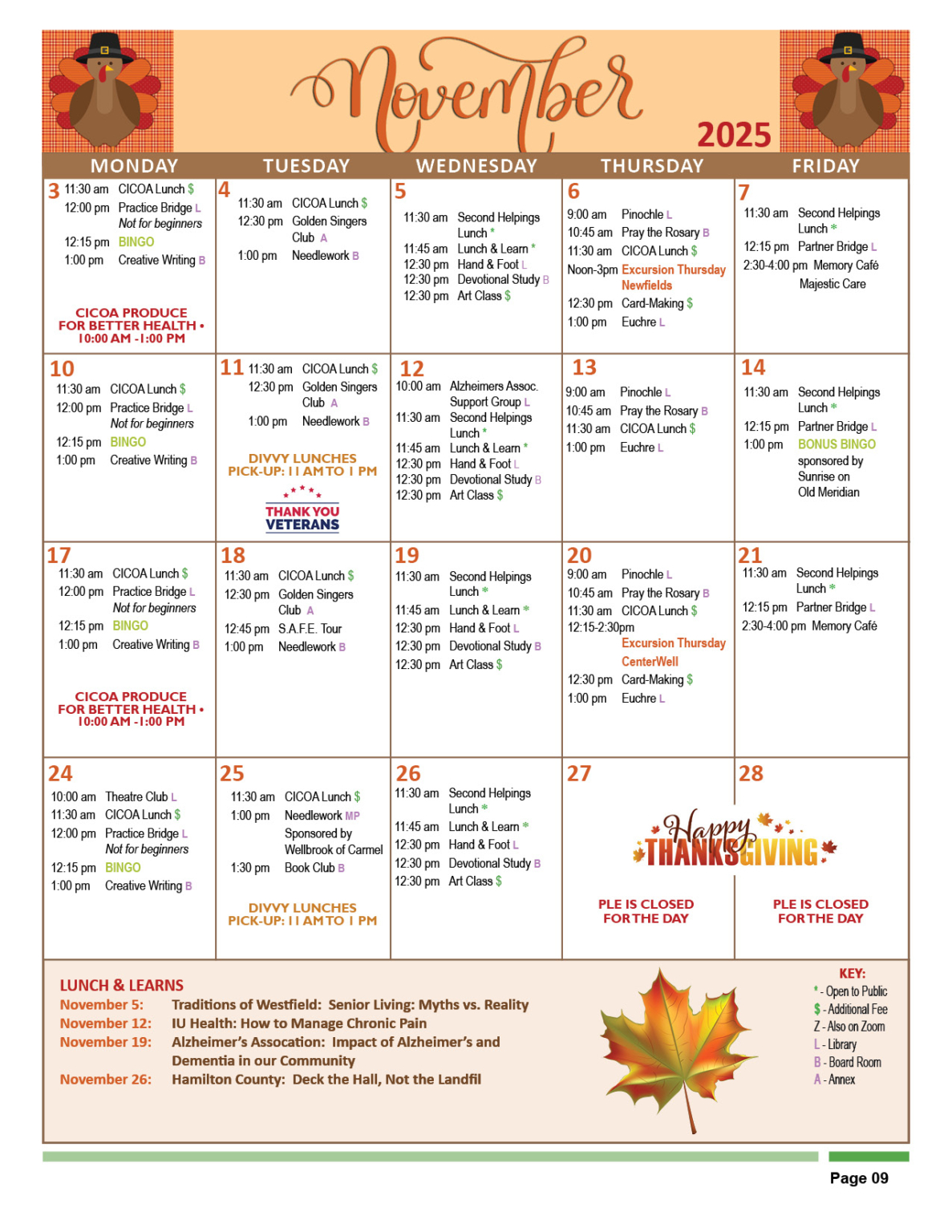 November 2025 Activities Calendar – PrimeLife Enrichment