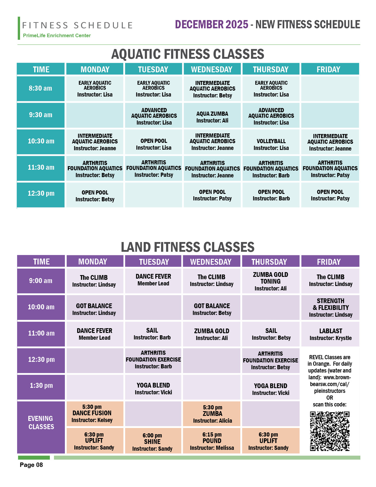 December 2025 Fitness Schedule – PrimeLife Enrichment